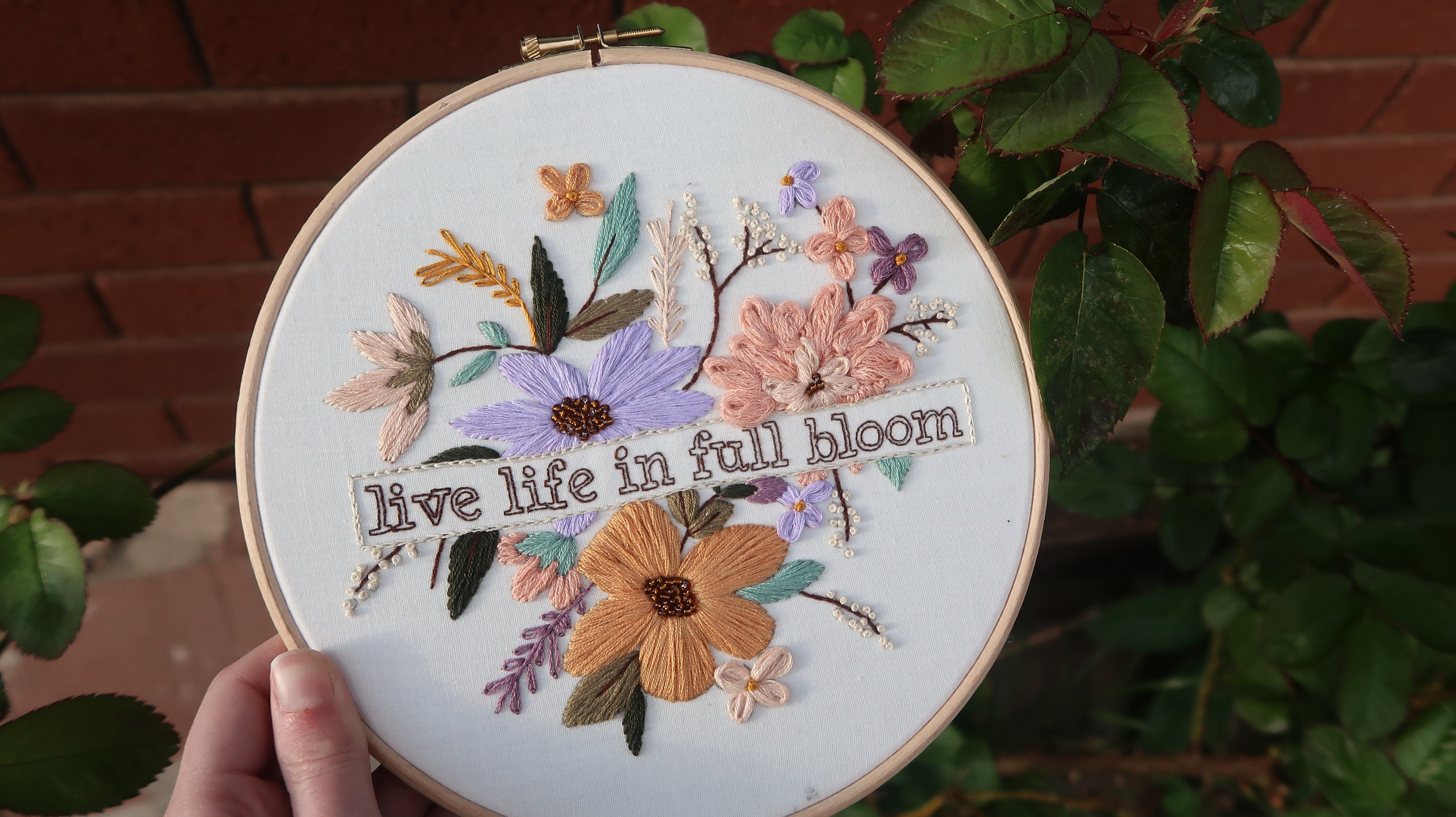 Live Life in Full Bloom Embroidery Pattern / Downloadable PDF - Etsy UK