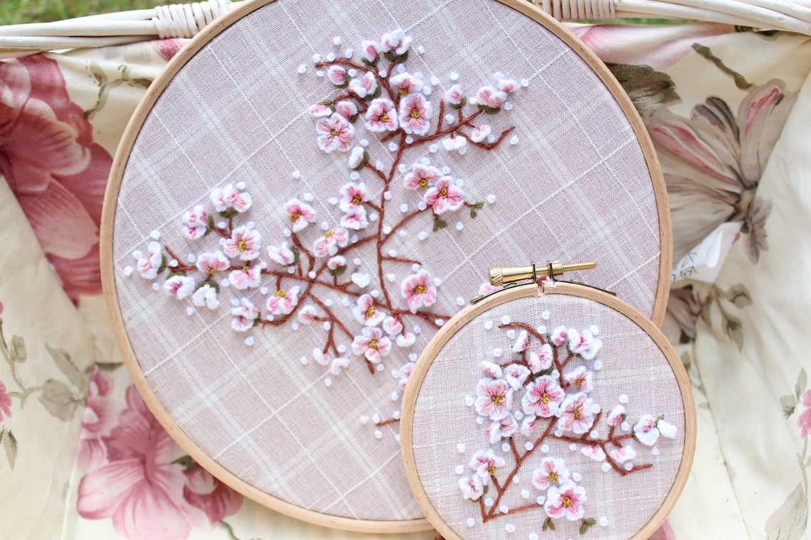 Cherry Blossom Hand Embroidery PDF Pattern Tutorial. Floral - Etsy UK