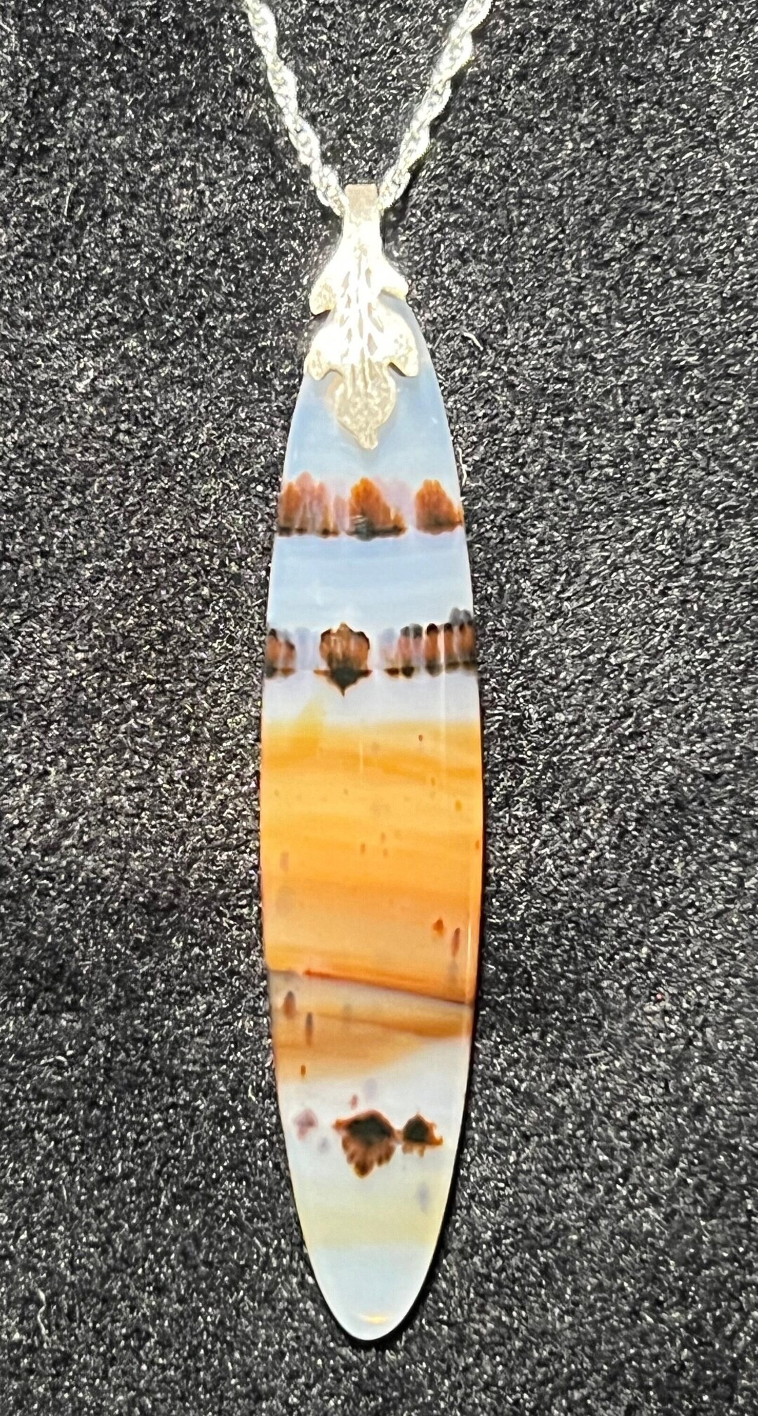 Montana Agate Pendant/with Silver Chain - Etsy
