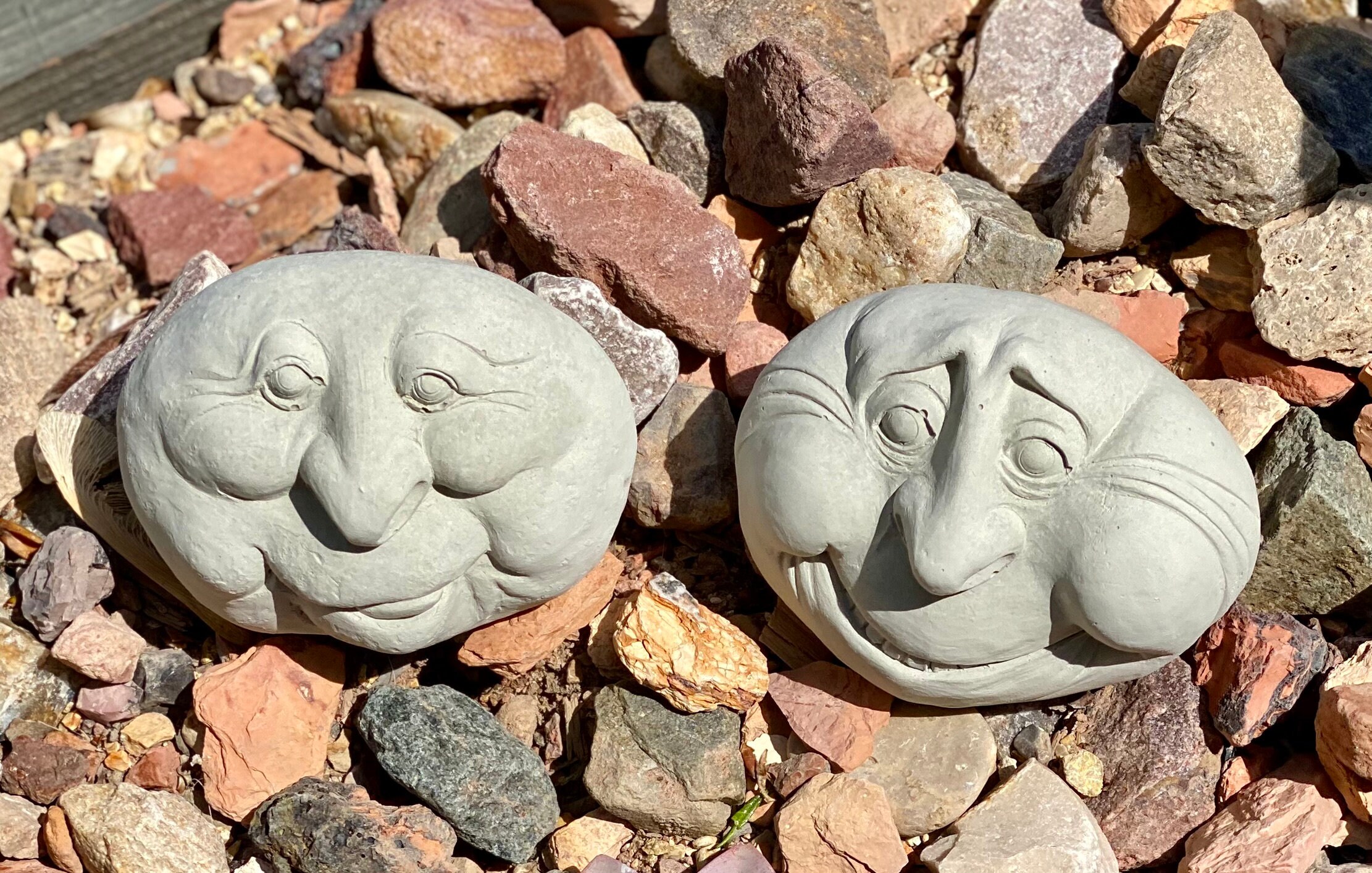 Set of 2/ Adorable Garden Rock Faces/garden Decor/father's Day Gift ...