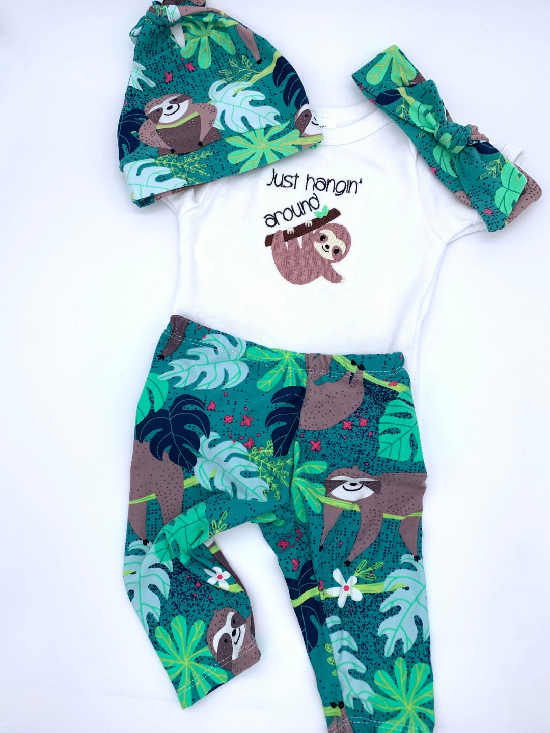 Sloth Baby Clothes, Gender Neutral Newborn Outfit, Embroidered Bodysuit ...