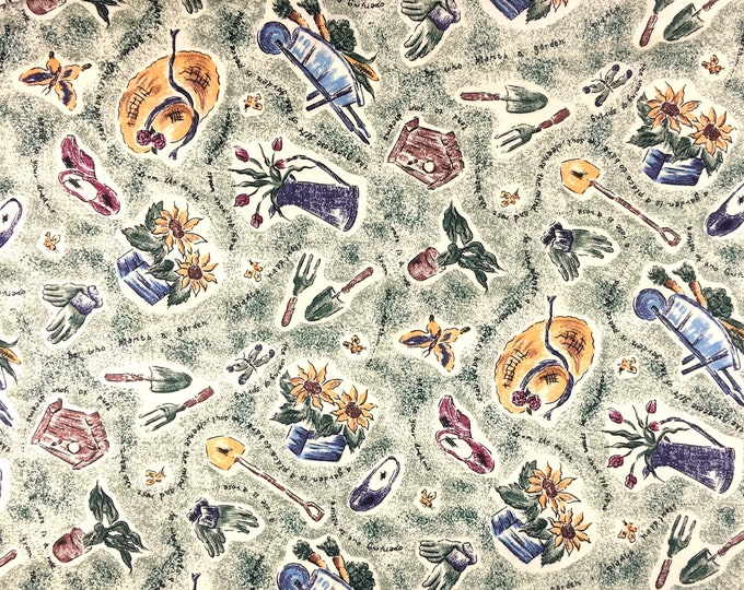 Gardening Tools Garden Sayings Fabric by Princess Fabrics the Prince ...