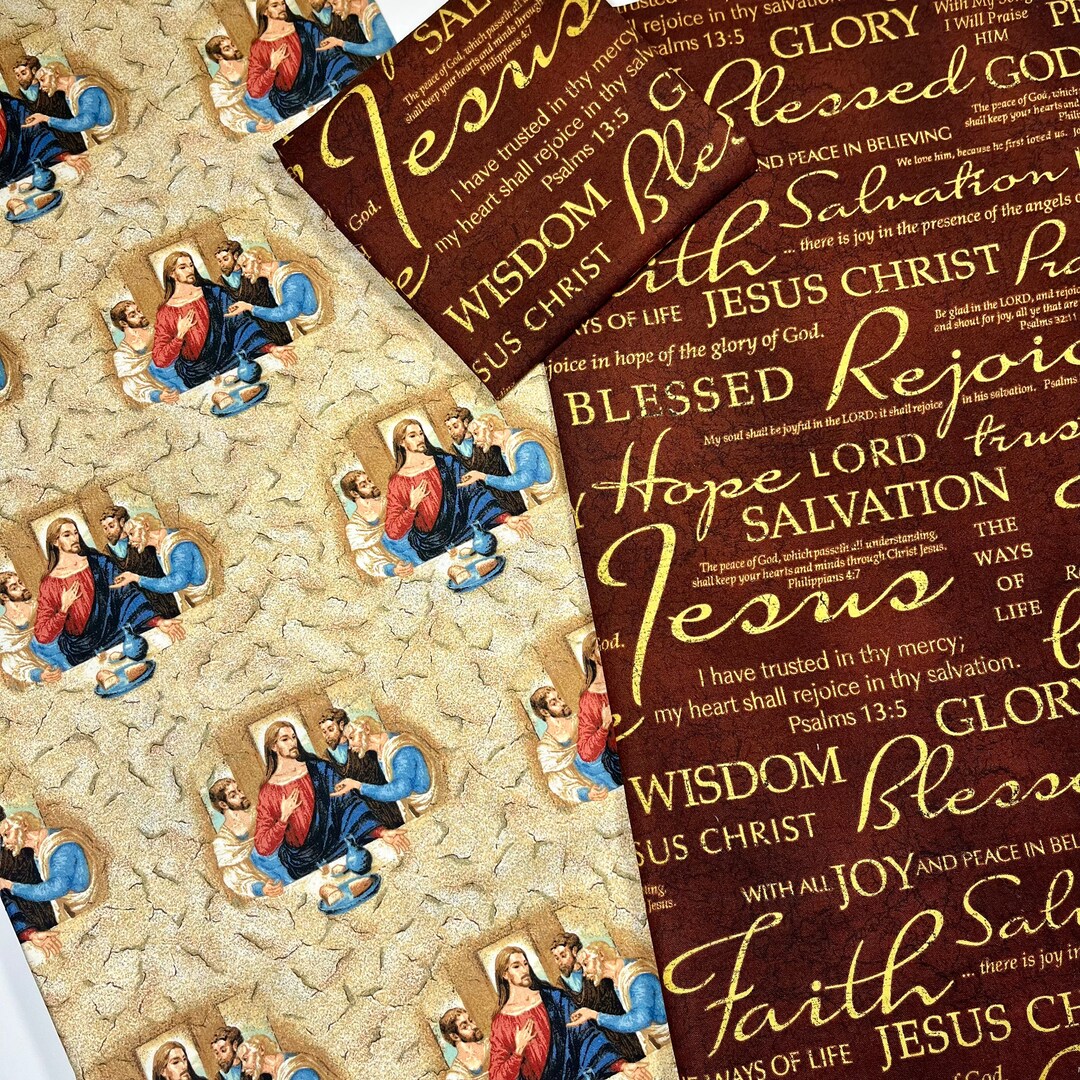 Last Supper Jesus Words of Faith Fabric 3-pack, Coordinating Fabrics ...