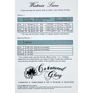 Wisteria Lane Quilt Pattern by Pat Steiner for Cottonseed Glory, a Fat ...