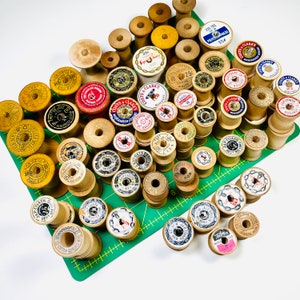 Vintage Wooden Thread Spools Qty. 80, Empty Wood Thread Spools Lot of ...