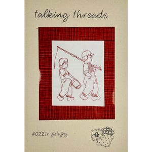 Talking Threads 0221r Fish Fry Redwork Embroidery Pattern by Paulette ...