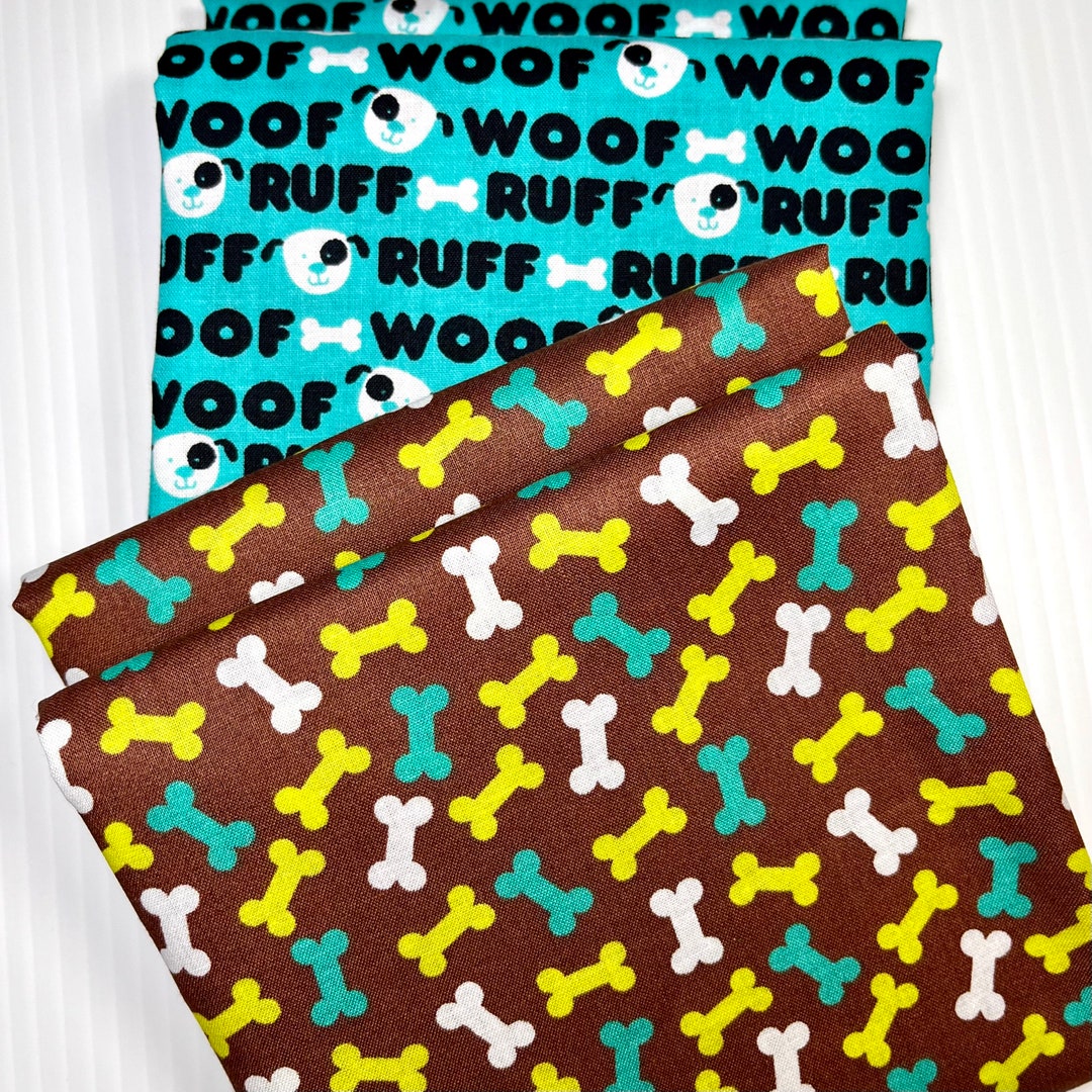 Ruff Ruff Woof Woof Dog Bone Fabric 2-pack, 1 Yard of Each Fabric by ...