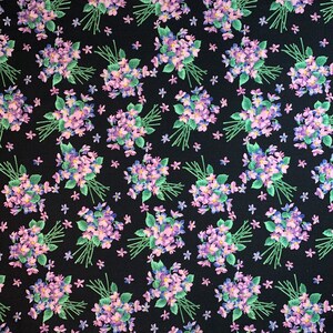 Bouquets of Purple Flowers Floral Fabric by Hi Fashion Fabrics, 100% ...
