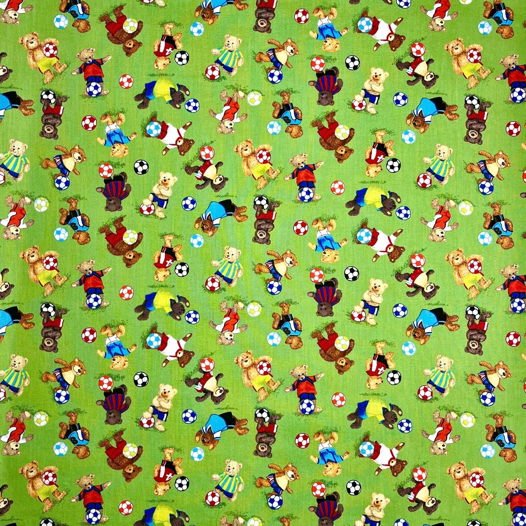 Soccer Bears Football Bears Fabric From the Henley Studio for Makower ...
