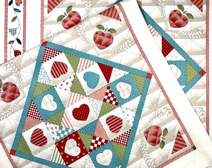 Heart Patchwork and Borders Fabric Panel Cheater Quilt by Springs, by ...