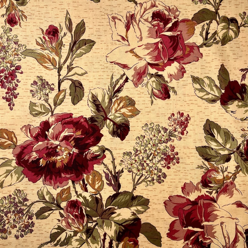 Roses and Lilacs Large Print Floral Fabric, BY THE YARD, 100% Cotton - Etsy