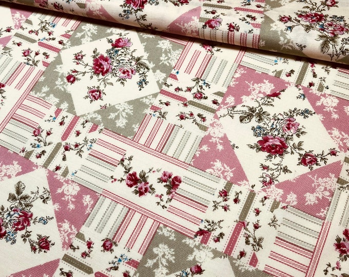 Romantic Roses Square in a Square Cheater Quilt Fabric 100% Cotton by MBT - Etsy