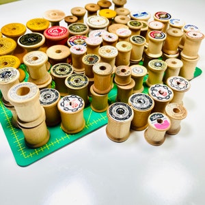 Vintage Wooden Thread Spools Qty. 80, Empty Wood Thread Spools Lot of ...
