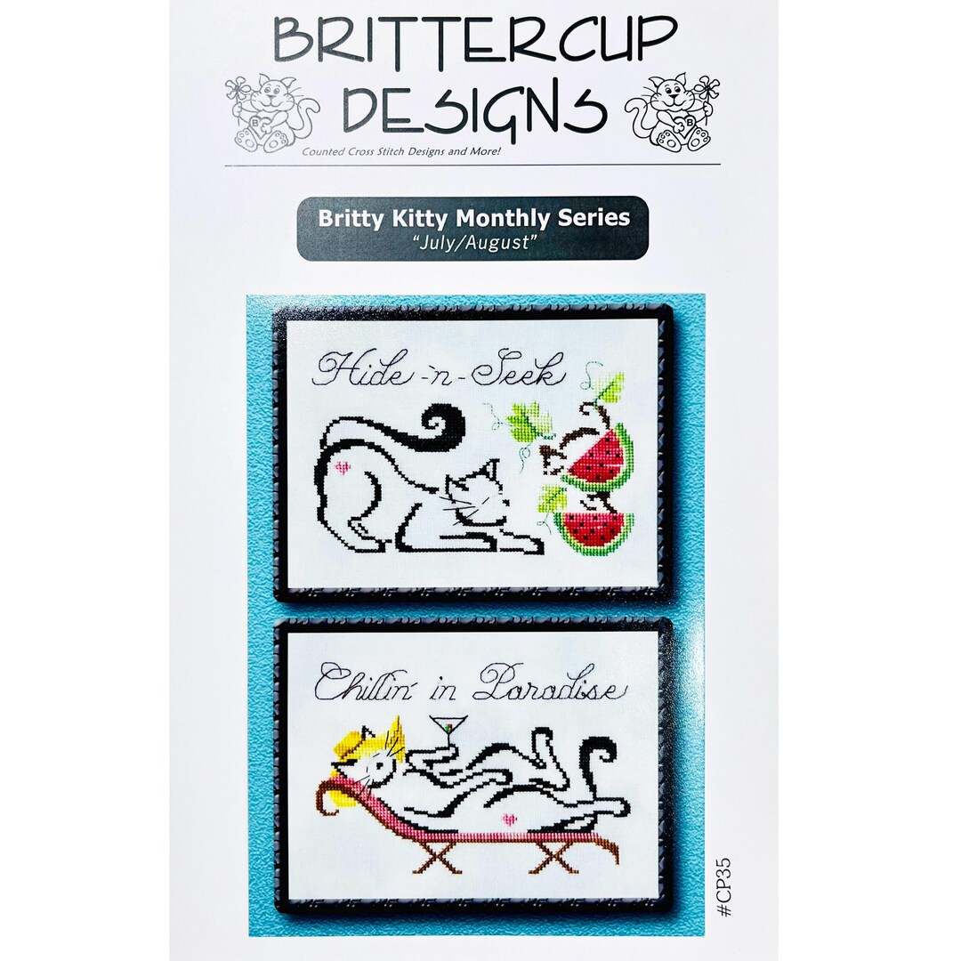 Brittercup Designs Britty Kitty Monthly Series July/august Counted ...