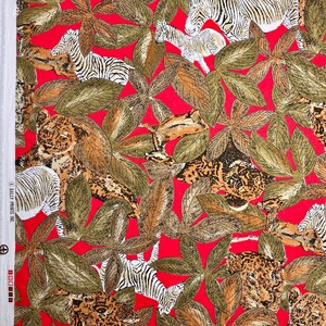 Safari Creatures Fabric by Bally Prints, African Savanna, Leopard ...