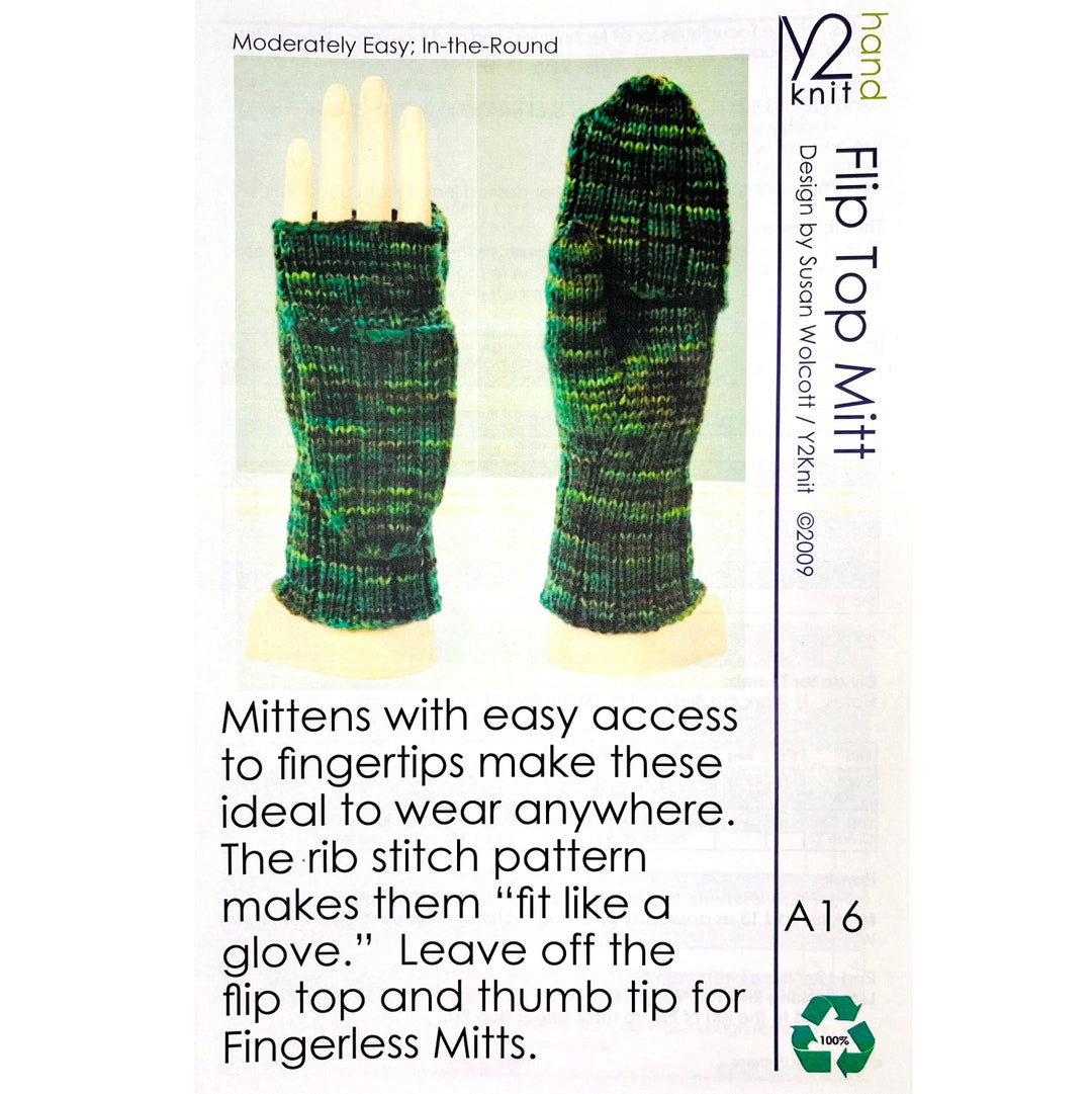 Flip Top Mitt Mitten Knitting Pattern by Susan Wolcott for - Etsy