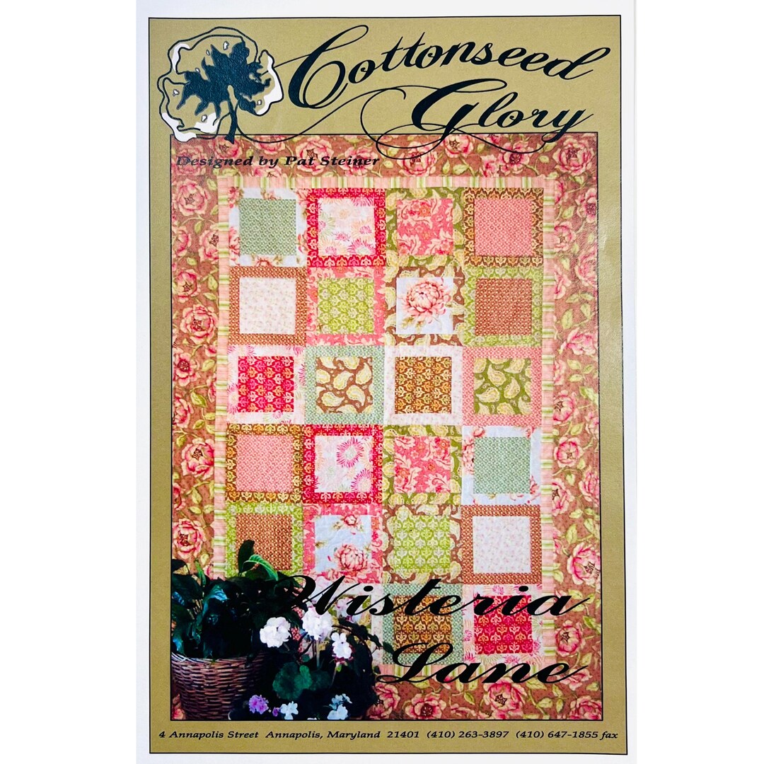 Wisteria Lane Quilt Pattern by Pat Steiner for Cottonseed Glory, a Fat ...