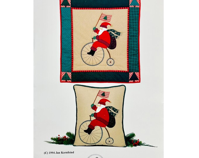 Santa on an Old-fashioned Bike Quilt Pattern by Jan Kornfeind for ...