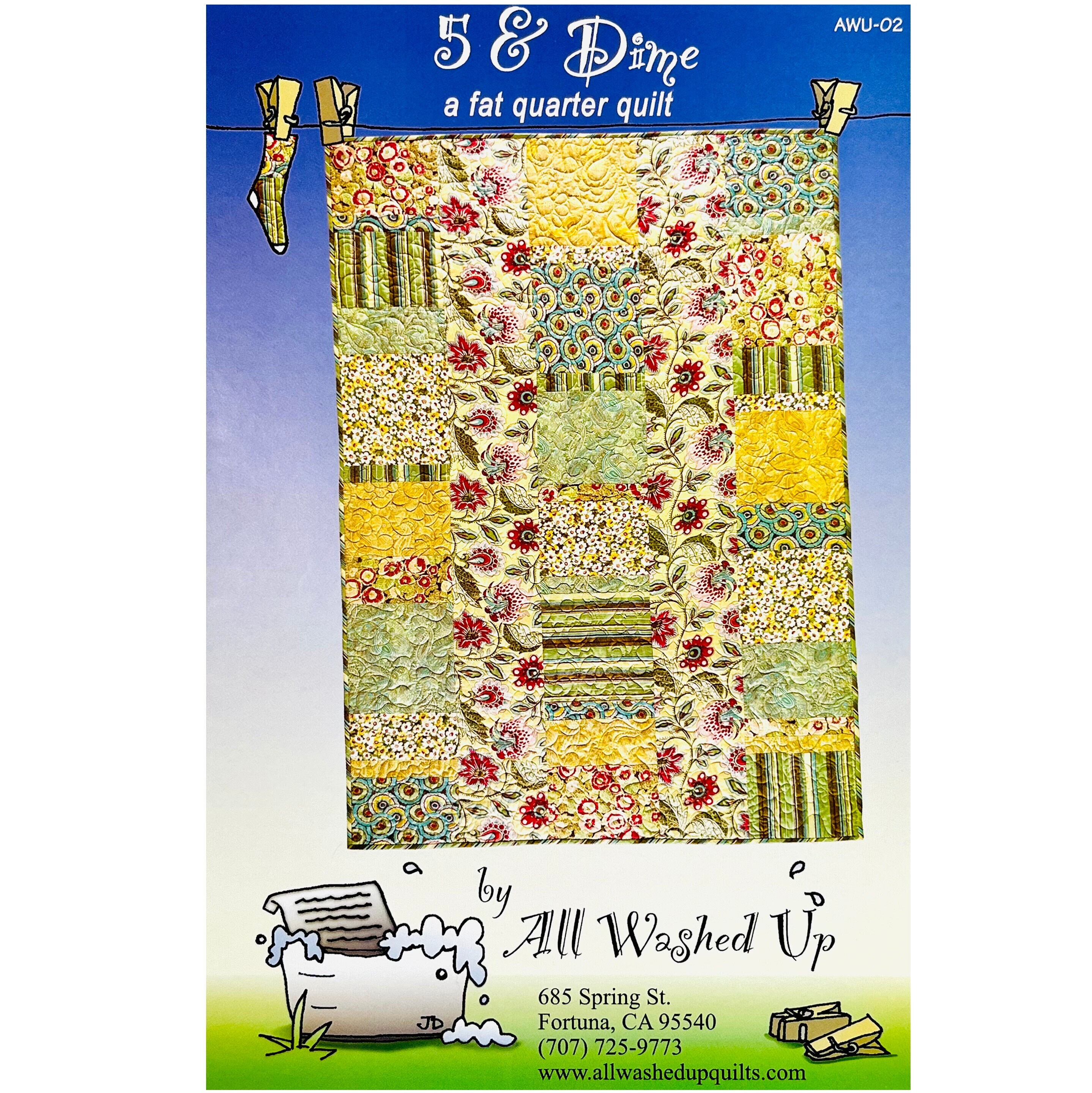 5 and Dime A Fat Quarter Quilt Pattern AWU02 by All Washed up Fat Quarter Friendly 5 & Dime ...