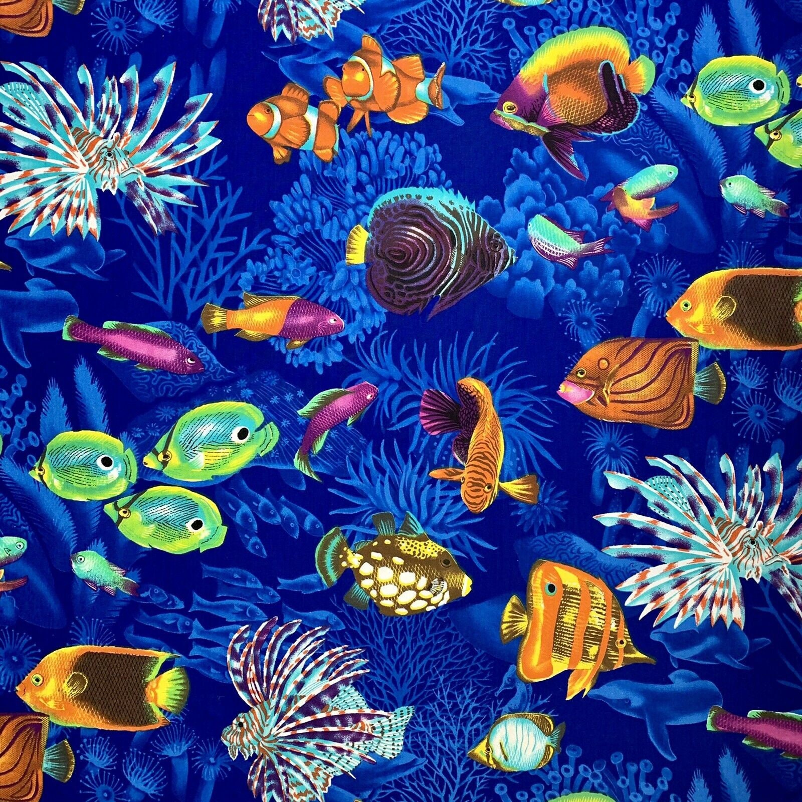 Tropical Fish Coral Reef Fabric Ocean Colorful Bright Fish by | Etsy
