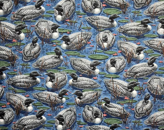 Wood Ducks Fabric by VIP Cranston, Ducks on Lake, Lily Pads, 100% ...