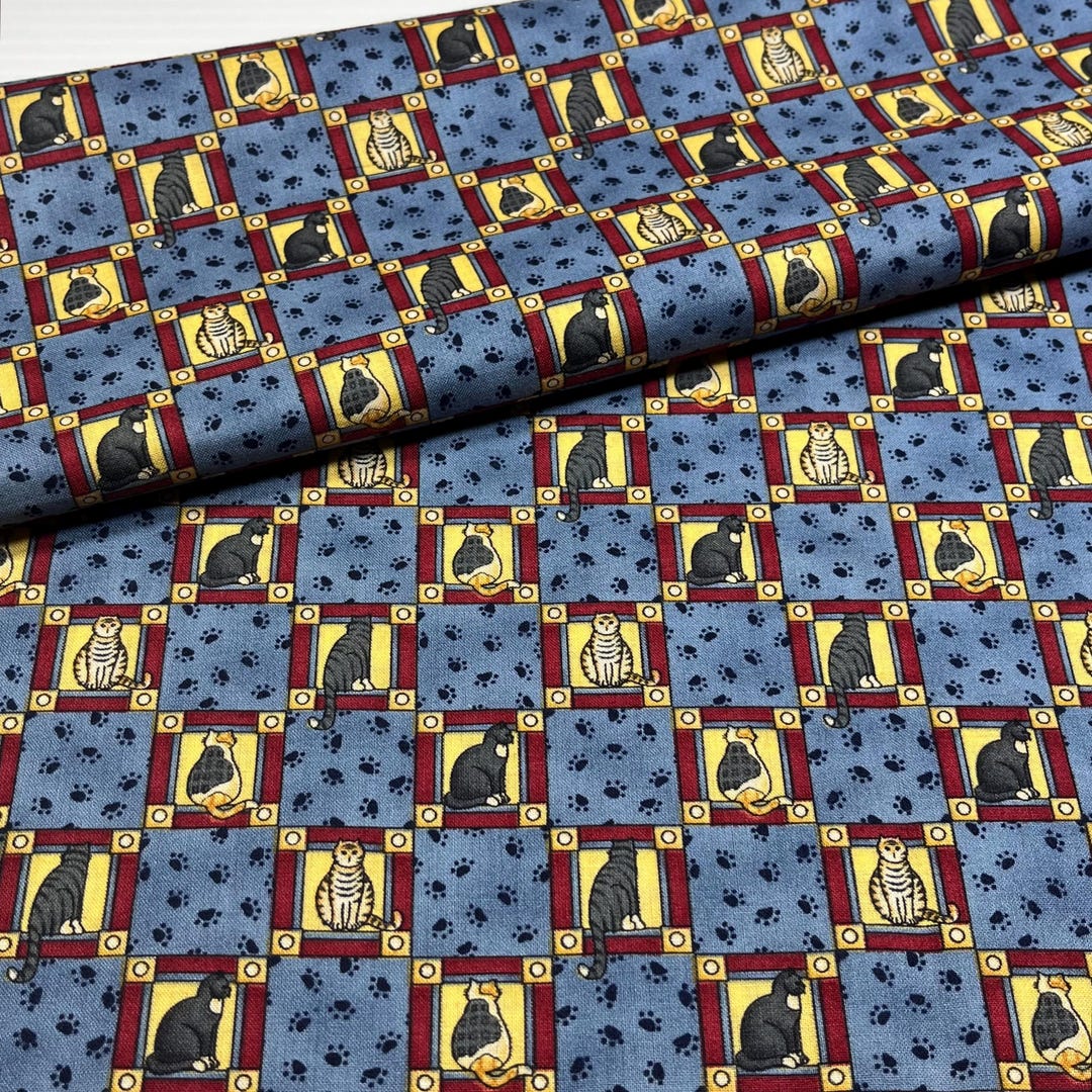 Debbie Mumm Cat Patch Checked Fabric Mumm's the Word for SSI, 1 YARD ...