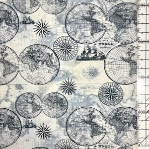 Map of the World Fabric by Lula Bijoux Studio for David Textiles, 1 ...