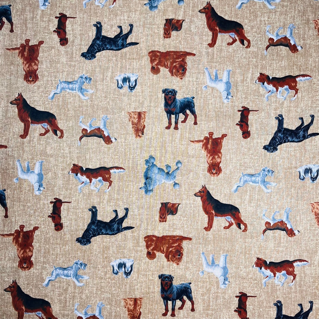 Dog Fabric Dog Lover Fabric Dog Breeds Fabric by Joan Messmore for VIP ...