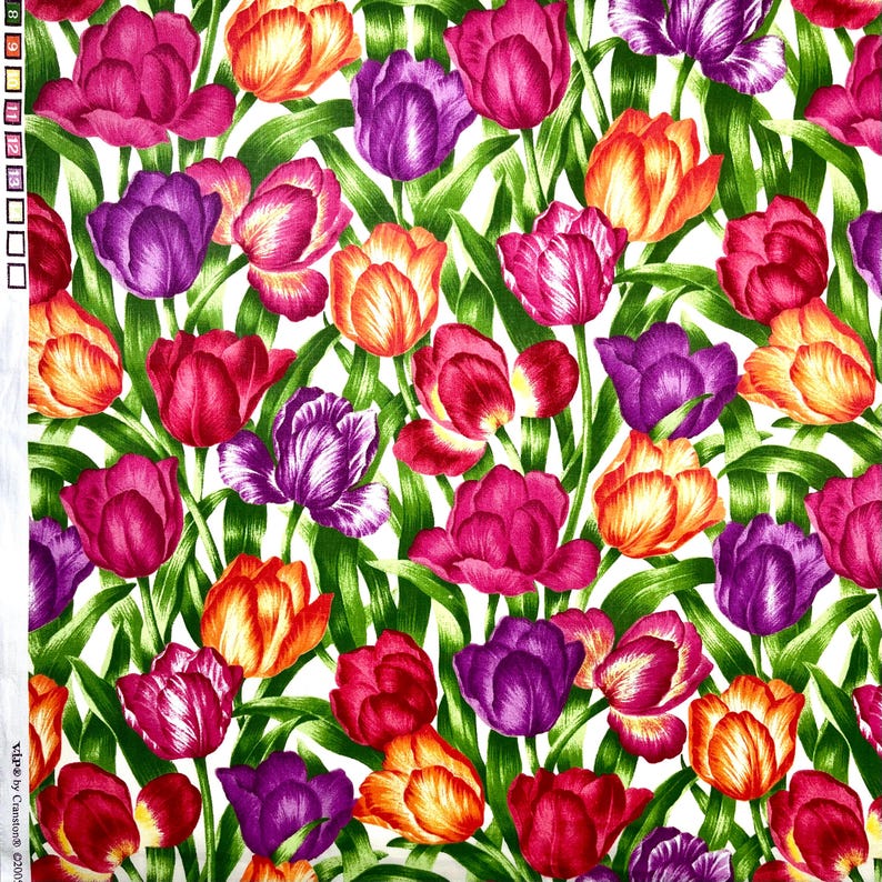 Tulip Garden Floral Fabric by VIP Cranston 2005, Fat Quarter 3-pack ...