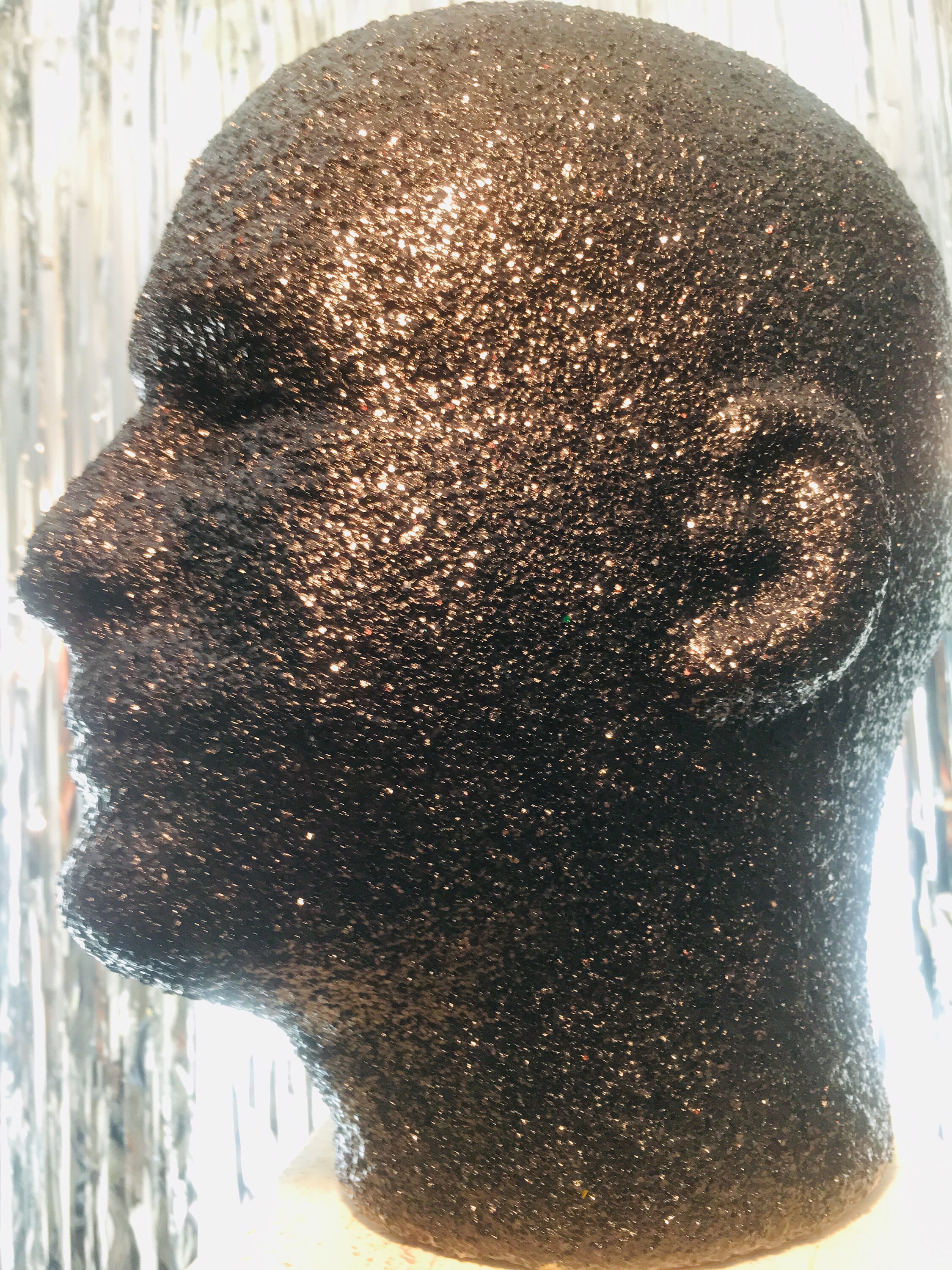 Black Glitter W/leopard Design, Mannequin Head Display Lightweight and ...