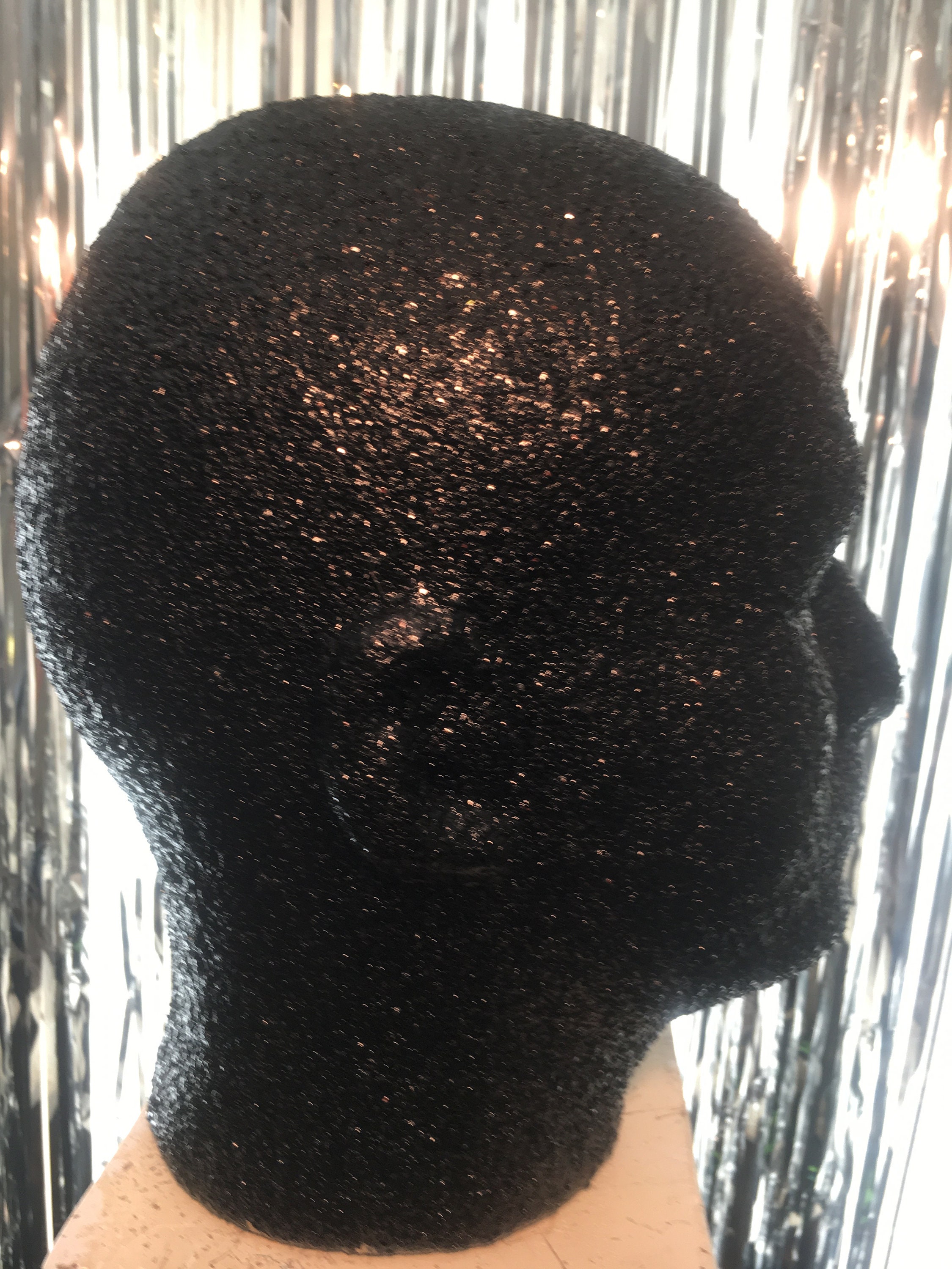 Black Glitter W/leopard Design, Mannequin Head Display Lightweight and ...