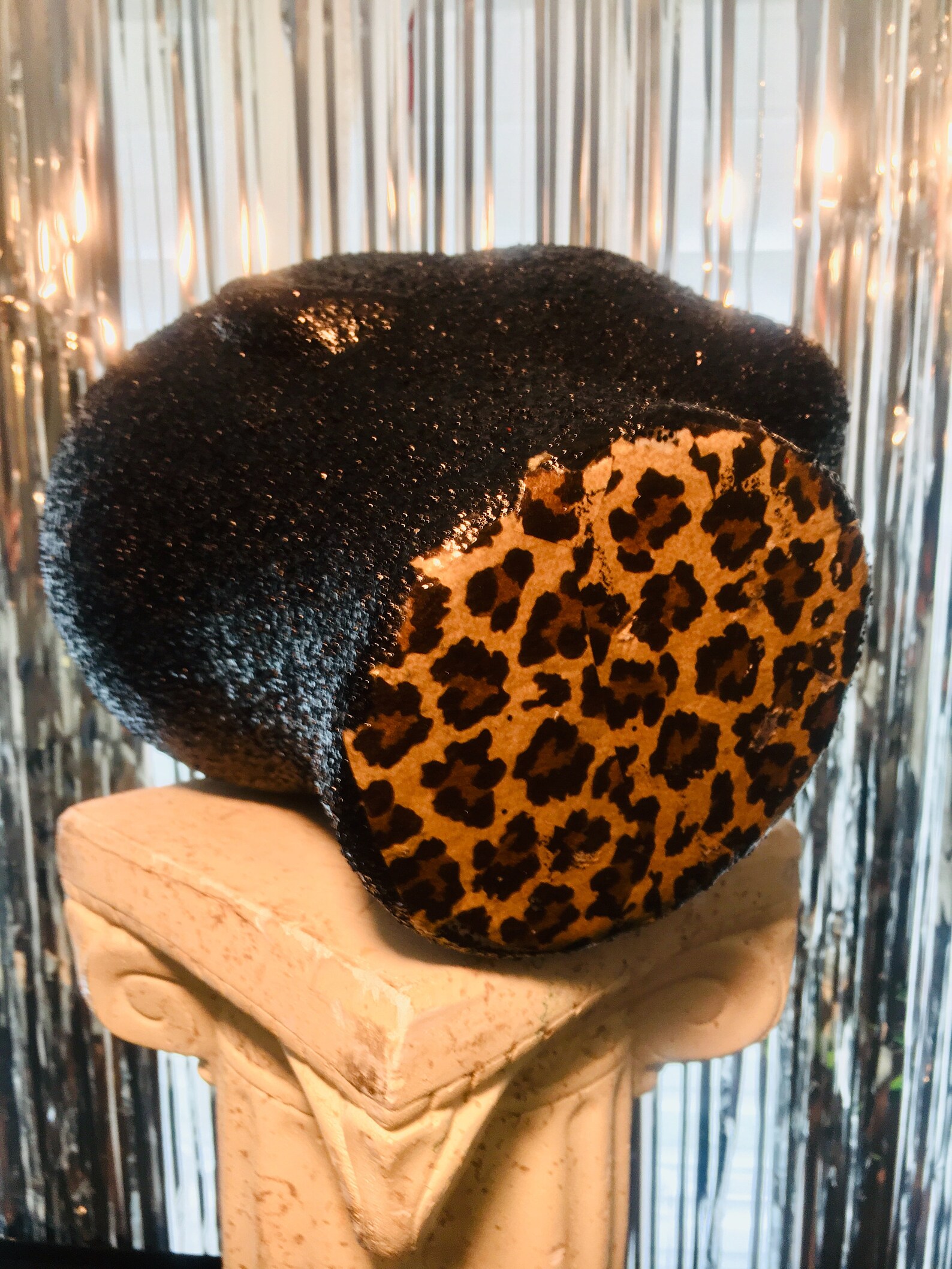 Black Glitter W/leopard Design, Mannequin Head Display Lightweight and ...
