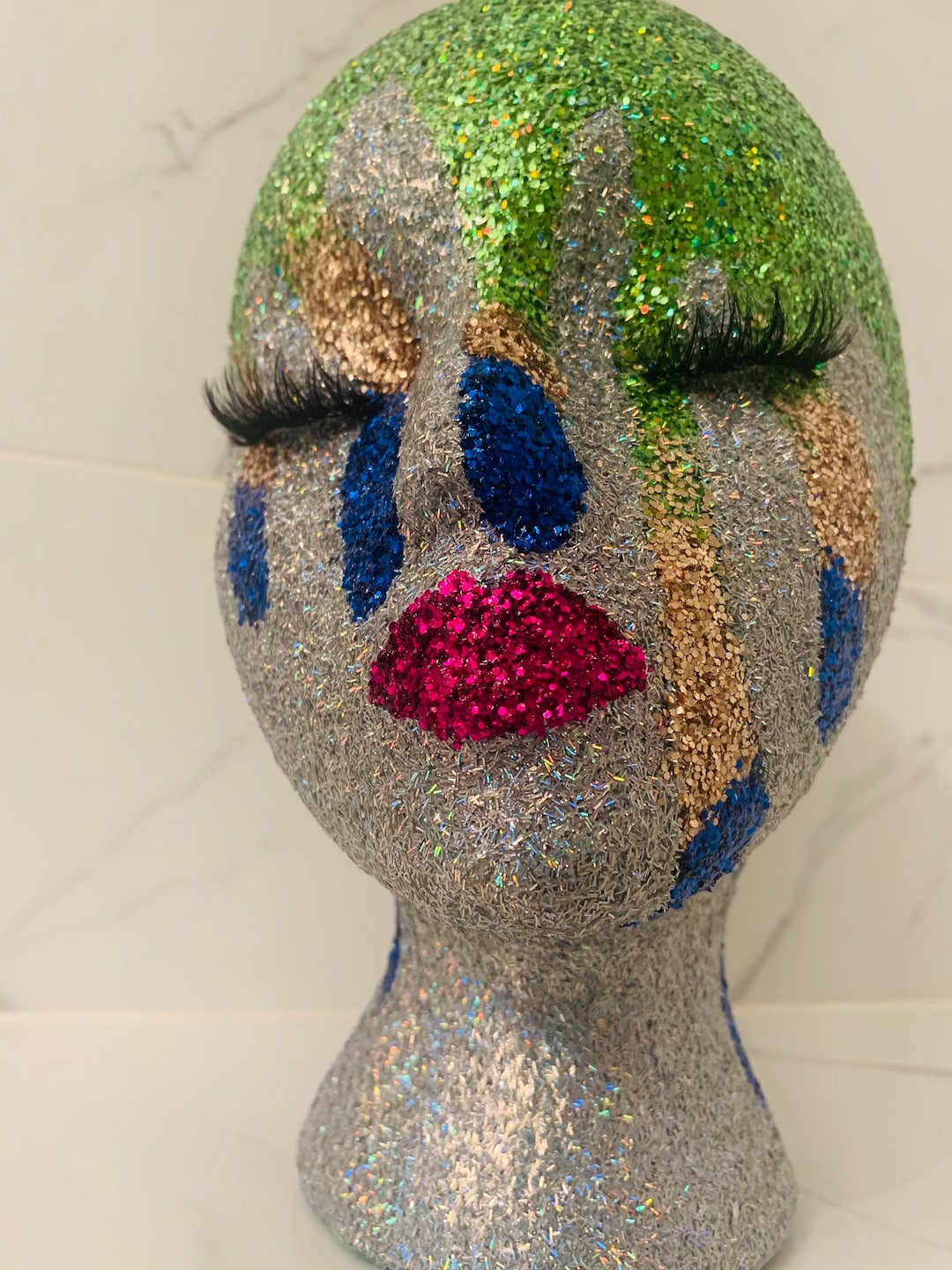 Ms. Drizzle, 3-tone Custom Glitter Mannequin Head Display Lightweight ...