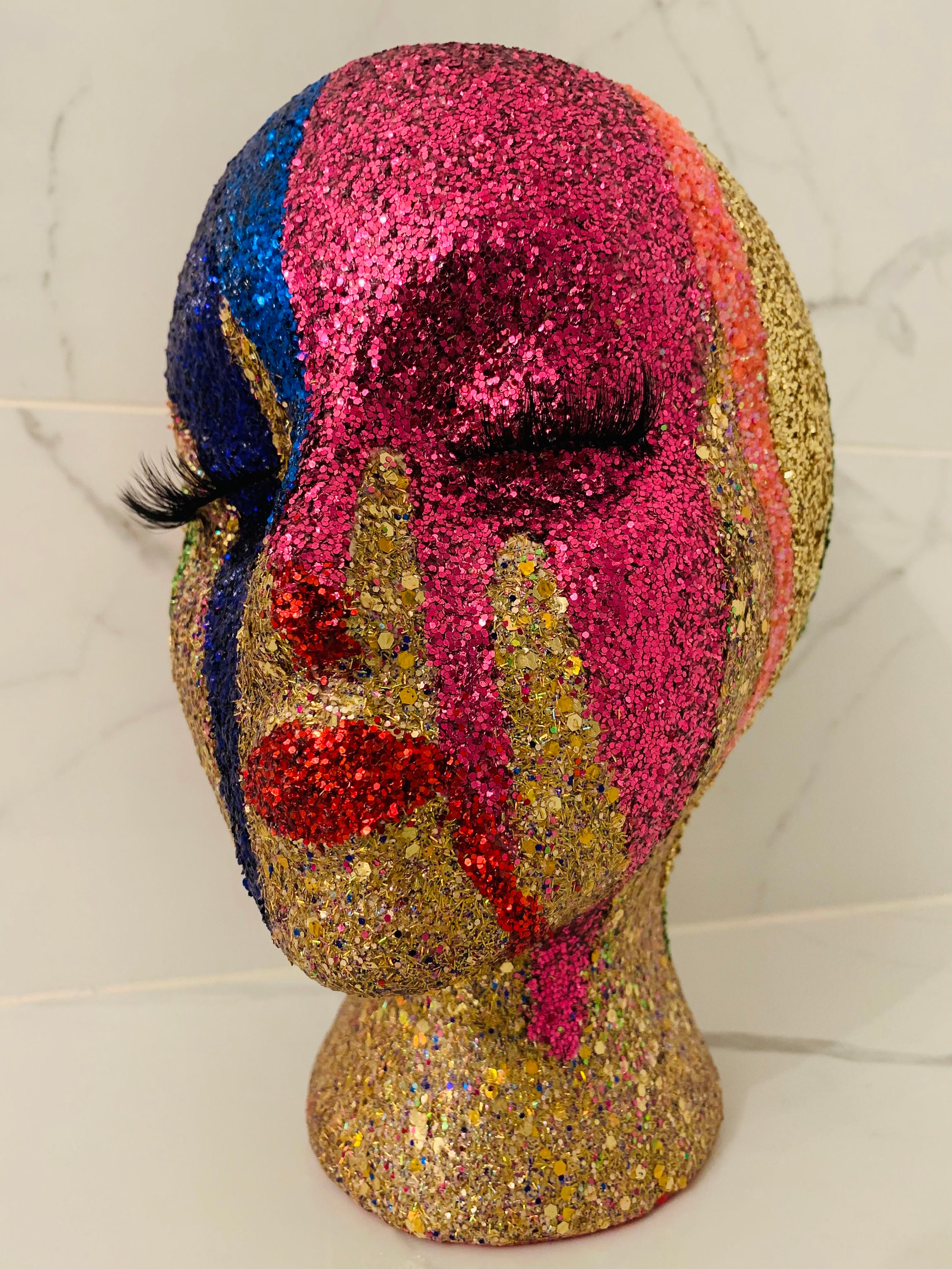 Ms. Drizzle, Custom Glitter Mannequin Head Display Lightweight and ...