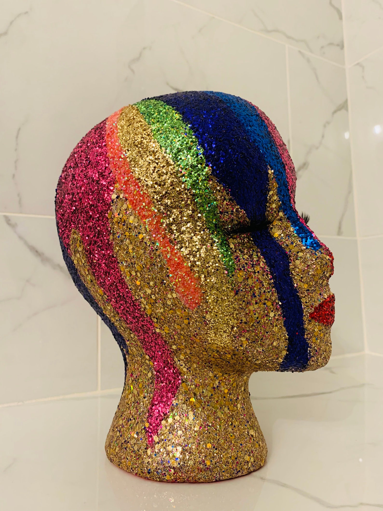 Ms. Drizzle, Custom Glitter Mannequin Head Display Lightweight and ...