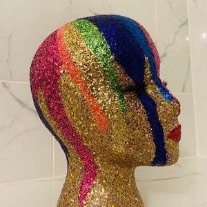 Ms. Drizzle, Custom Glitter Mannequin Head Display Lightweight and ...