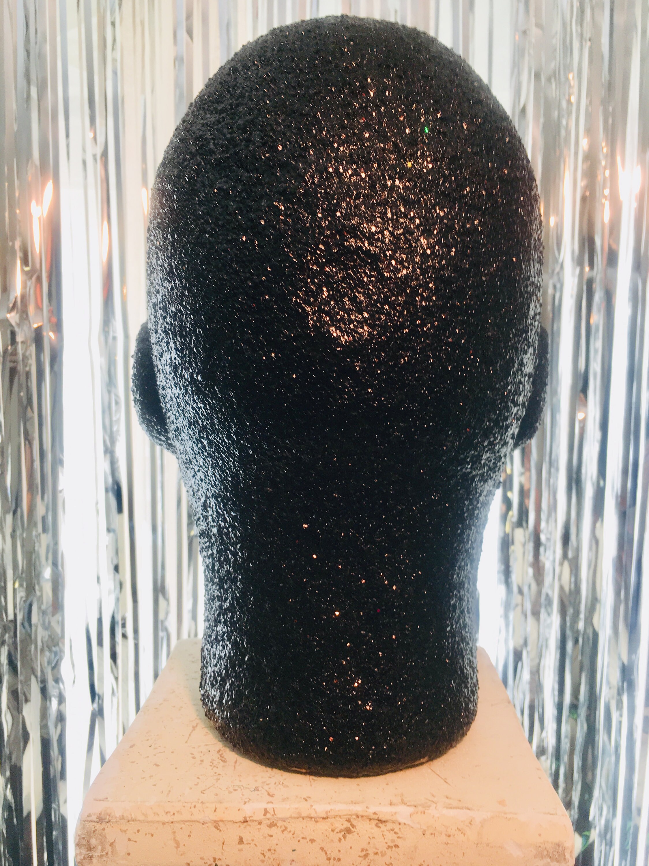 Black Glitter W/leopard Design, Mannequin Head Display Lightweight and ...