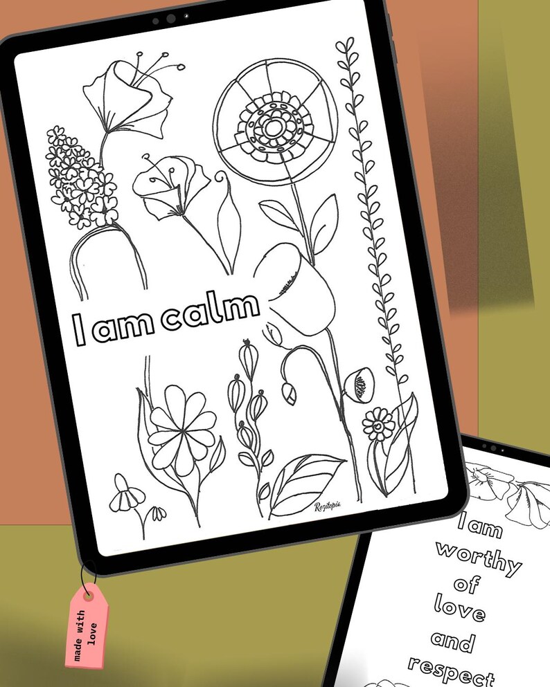 Motivational Coloring Page, Hand-drawn Printable, Calming Floral Art - Etsy