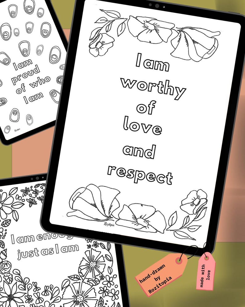 Motivational Coloring Page, Hand-drawn Printable, Calming Floral Art - Etsy