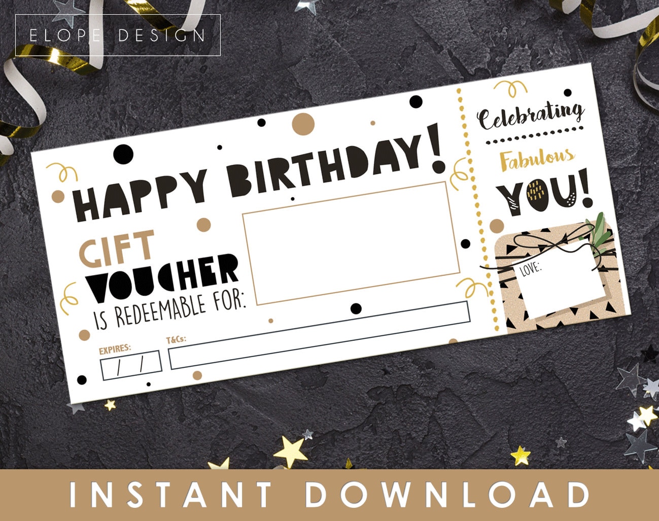 Unisex - Gift Voucher- Gift Coupon - Blank Coupon - Birthday Day Gift ...