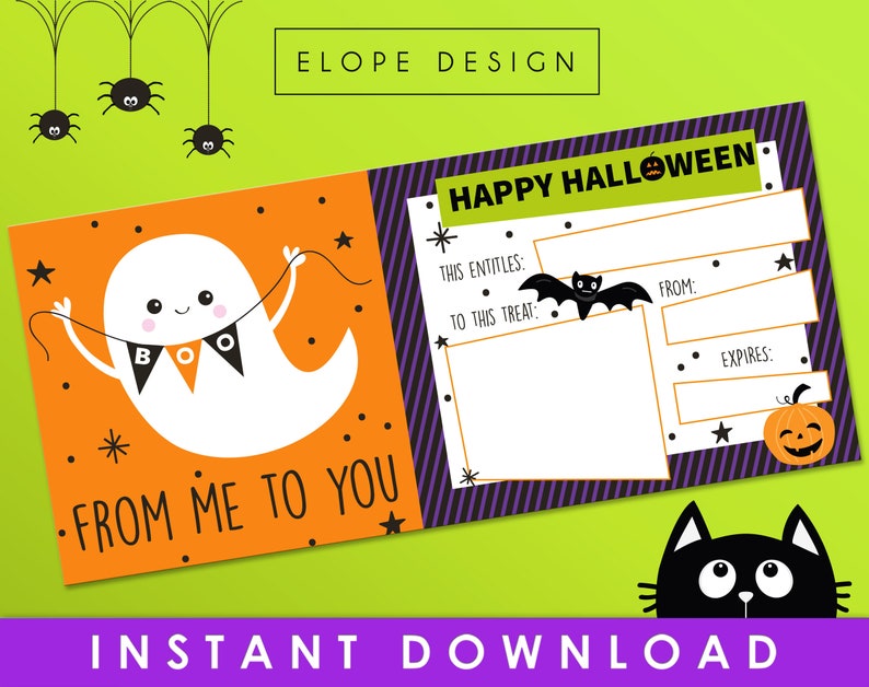 Halloween Gift Voucher Gift Coupon Blank Coupon Boo - Etsy