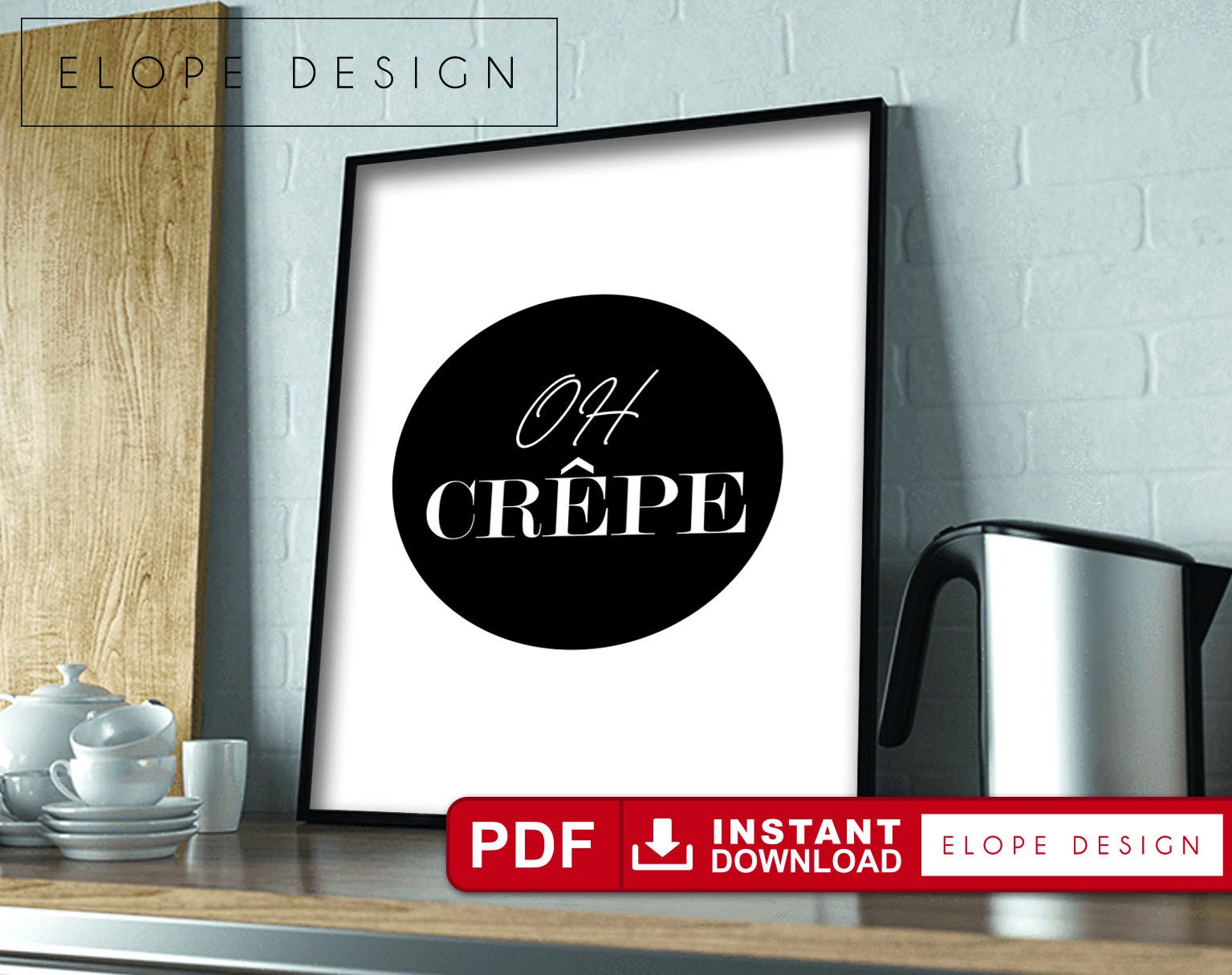 Oh Crêpe Black Wall Art A3 Print Kitchen Quote | Etsy