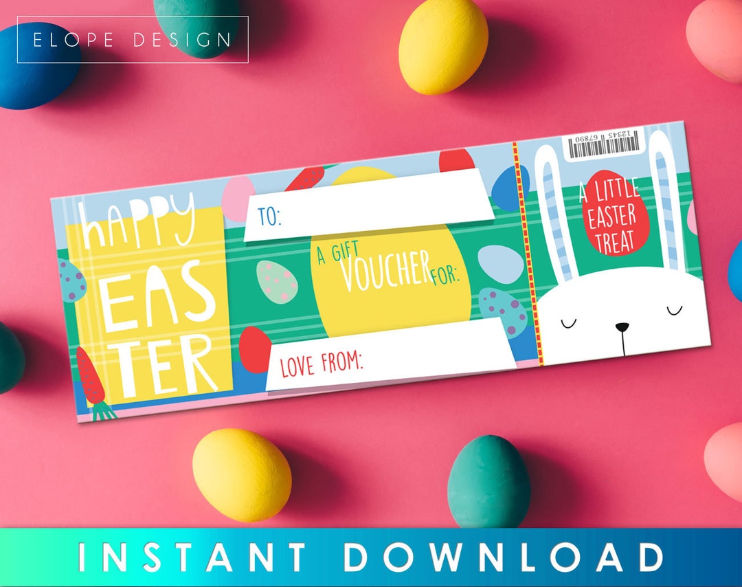 Easter - Gift Voucher - Blank Coupon - Easter Bunny - Easter Eggs ...