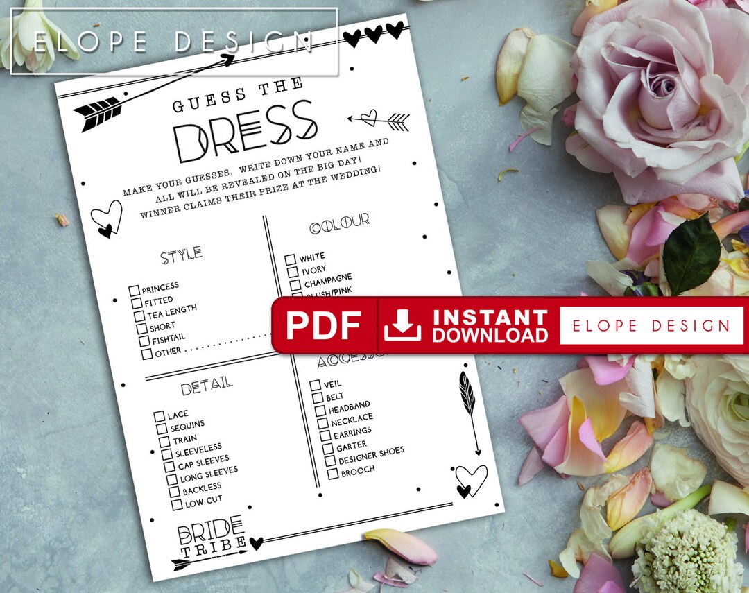 Hen Party - Bridal Shower - Games - Bride Tribe - Guess the Dress Game ...