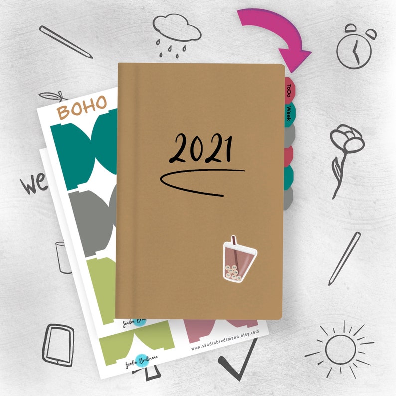 Boho Planer Tabs Printable Kalender Sticker Monat Label | Etsy