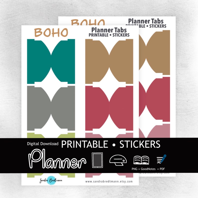 Boho Planer Tabs Printable Kalender Sticker Monat Label | Etsy