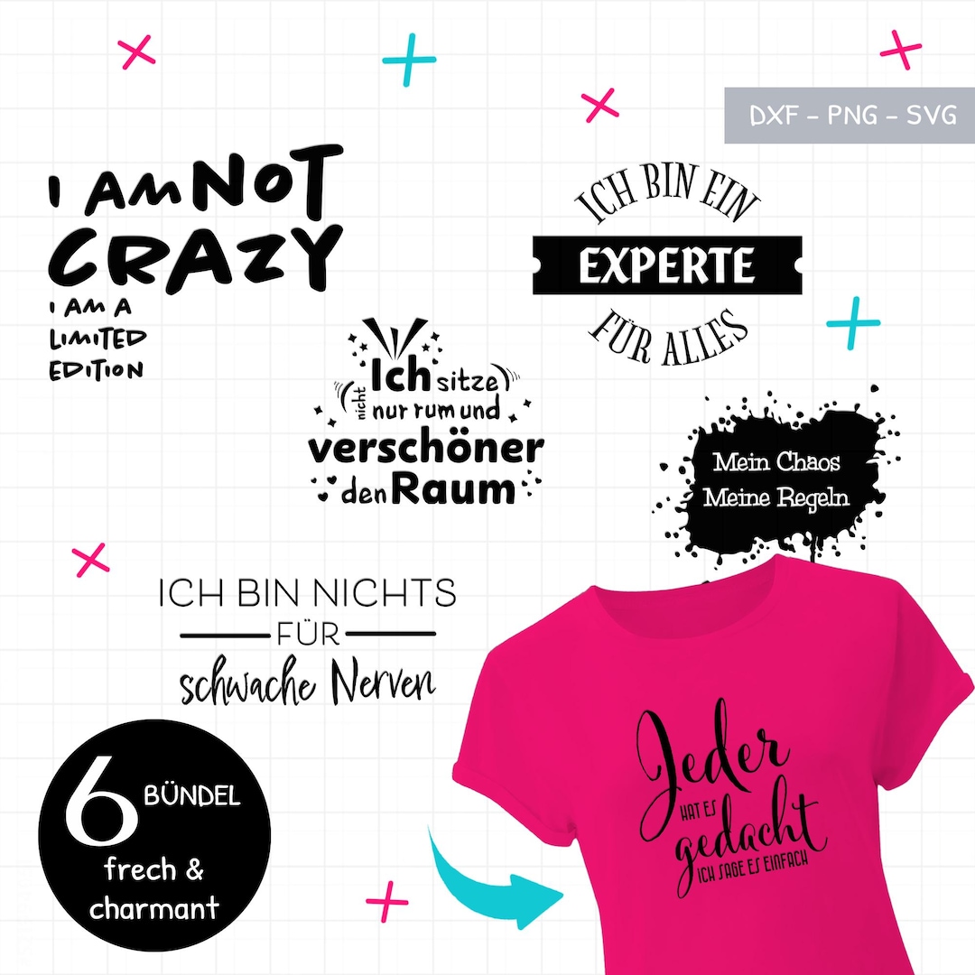 Graffiti Sayings Bundle - 6 Cheeky German Quotes | Funny SVG DXF PNG ...
