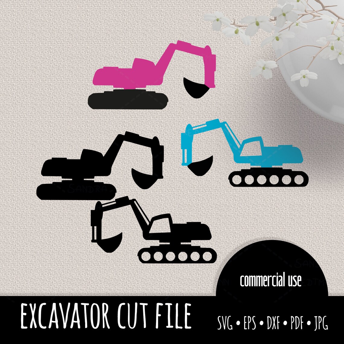 Bagger Plotterdatei SVG Baufahrzeug Kommerzielle Nutzung | Etsy Ireland