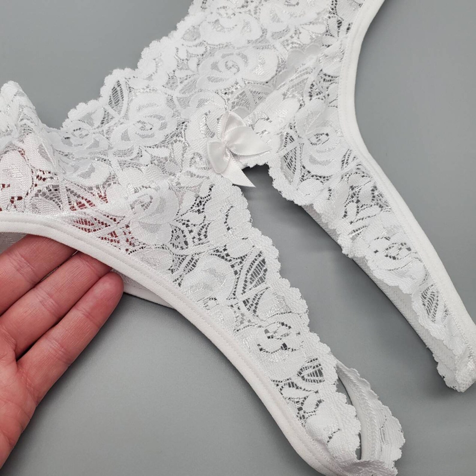 Open Crotchless Sheer White Wedding Lace Sheer Pantie See - Etsy