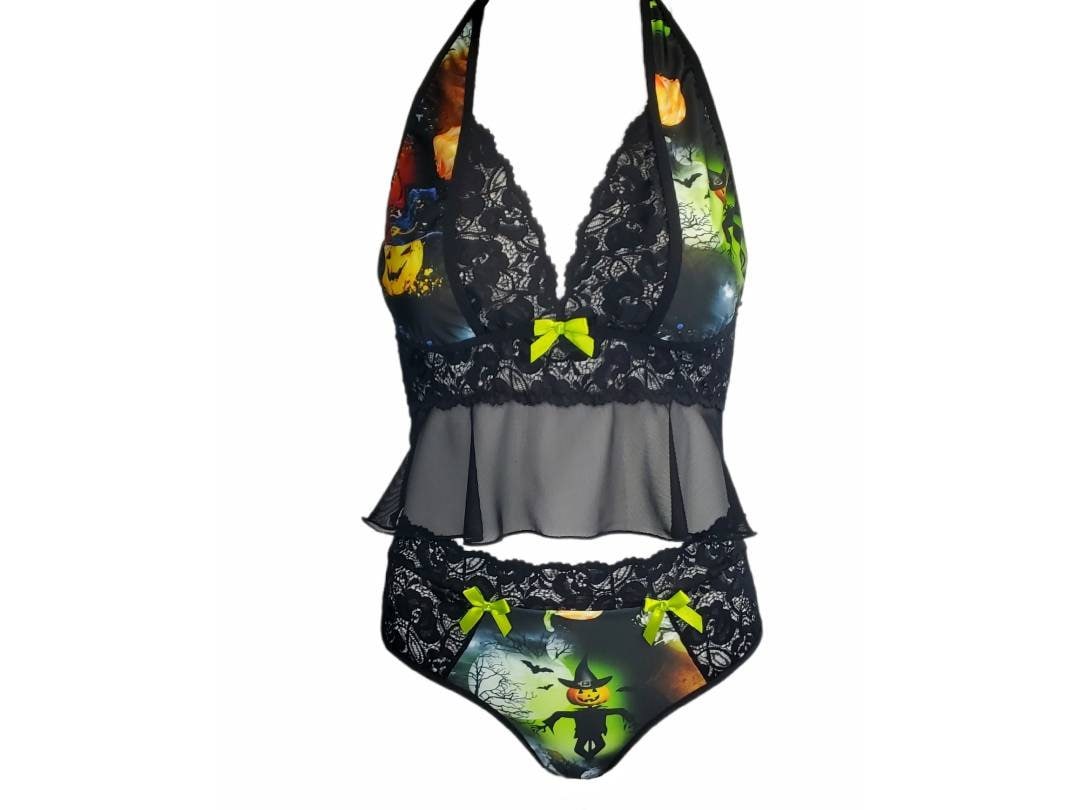 Spooky Halloween Lingerie Set Halloween Underwear Babydoll Lingerie ...